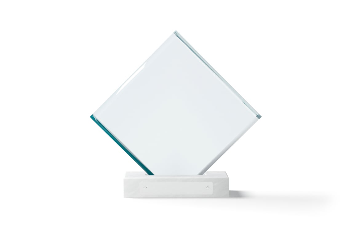 Rhombus Glass Award Trophy - crystal plaque trophies 3D Model on Yellow ...