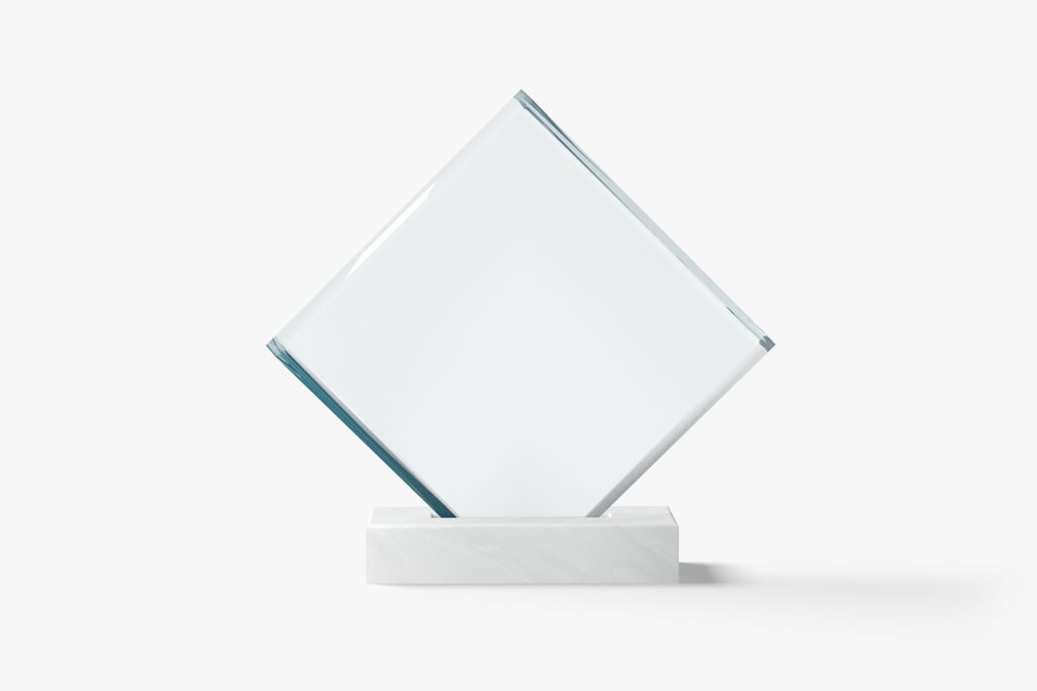 Rhombus Glass Award Trophy - crystal plaque trophies 3D Model on Yellow ...