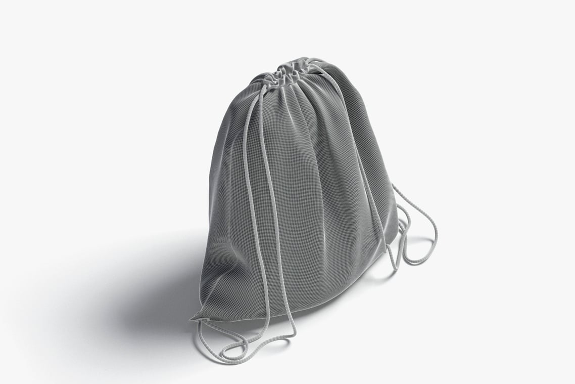 Black Drawstring Bag 3D Model on Yellow Images Creative Store - 145017