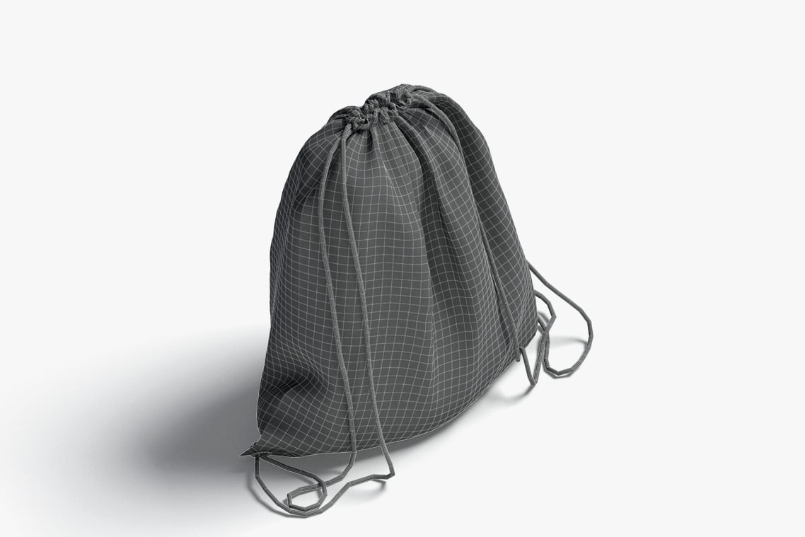 Drawstring Bag 3D Model on Yellow Images Creative Store - 145016