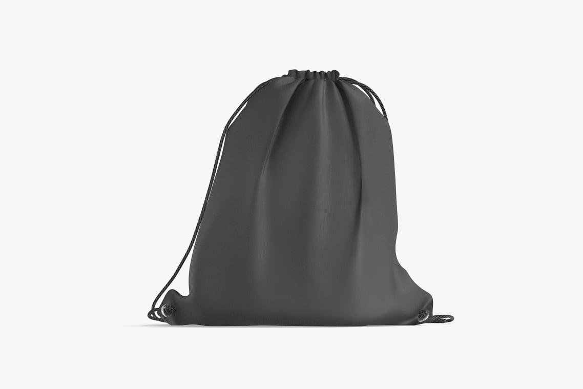 Black Drawstring Bag 3D Model on Yellow Images Creative Store - 145017