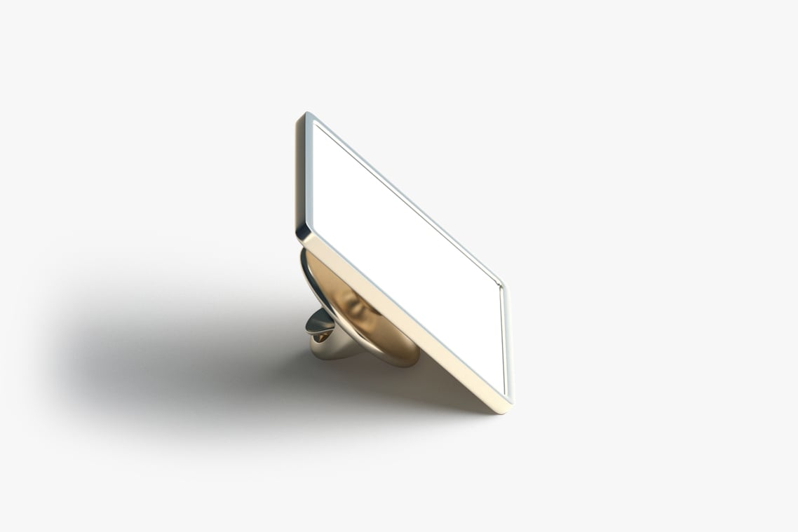 Rectangular Enamel Pin 3D Model on Yellow Images Creative Store - 145018