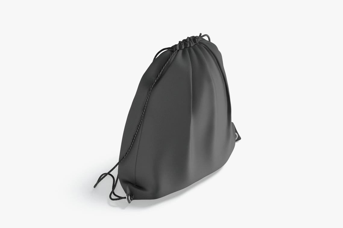 Black Drawstring Bag 3D Model on Yellow Images Creative Store - 145017
