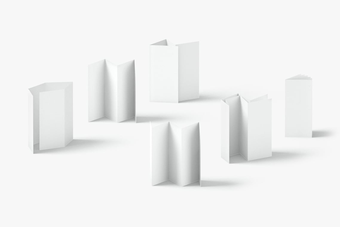 White 6 Flyers and Booklets Set - fold leaflet brochure 3D Model on ...