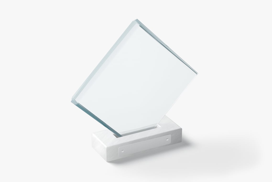 Rhombus Glass Award Trophy - crystal plaque trophies 3D Model on Yellow ...
