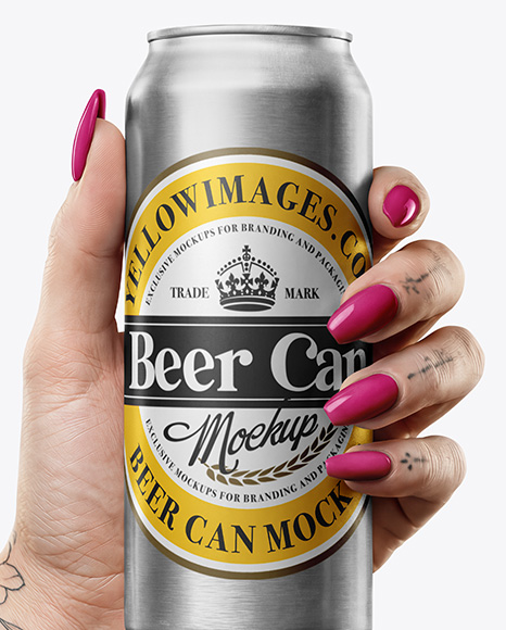 Aluminium Can in a Hand Mockup - PSD - 156429 | Yellow Images