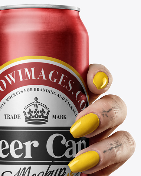 Aluminium Can in a Hand Mockup - PSD - 156429 | Yellow Images