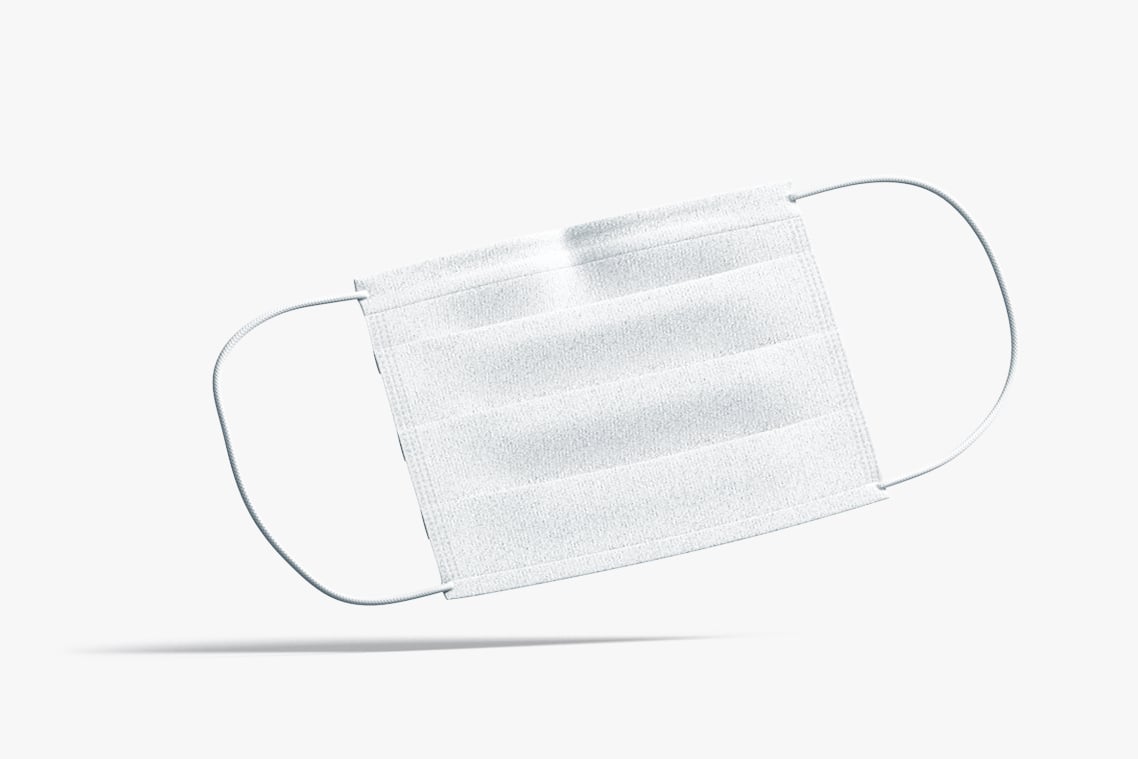 Medical Face Mask Lying 3D Model on Yellow Images Creative Store - 145034