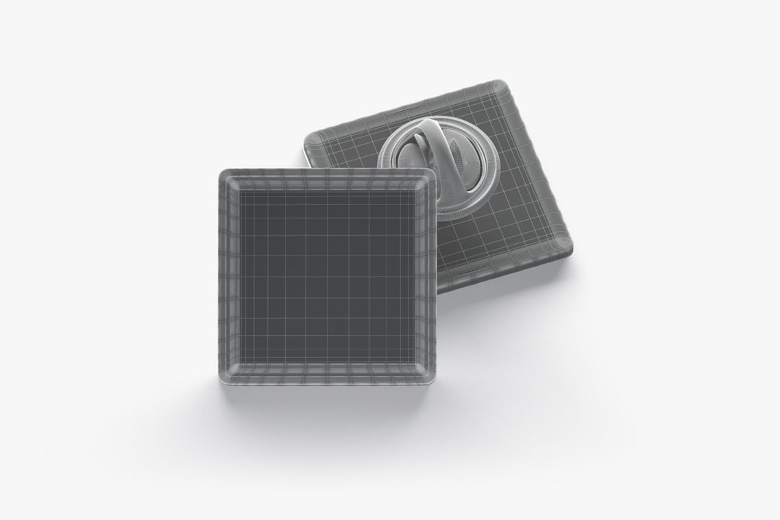 Rectangular Enamel Pin 3D Model on Yellow Images Creative Store - 145018