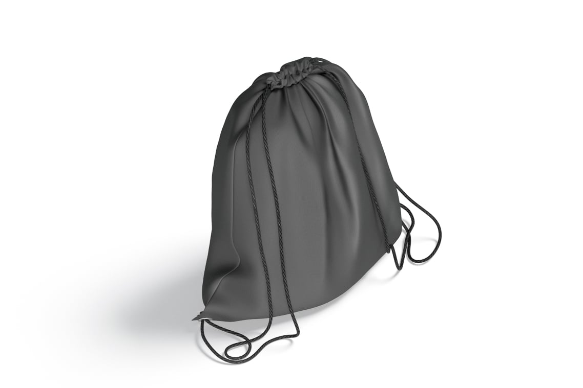 Black Drawstring Bag 3D Model on Yellow Images Creative Store - 145017