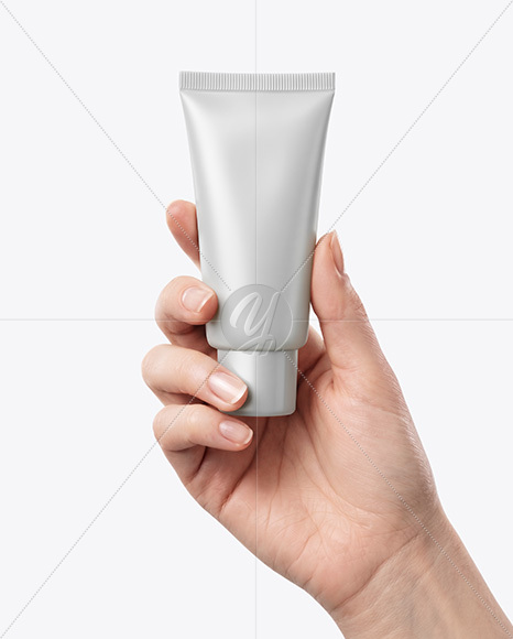 Matte Cosmetic Tube in a Hand Mockup - PSD - 156380 | Yellow Images